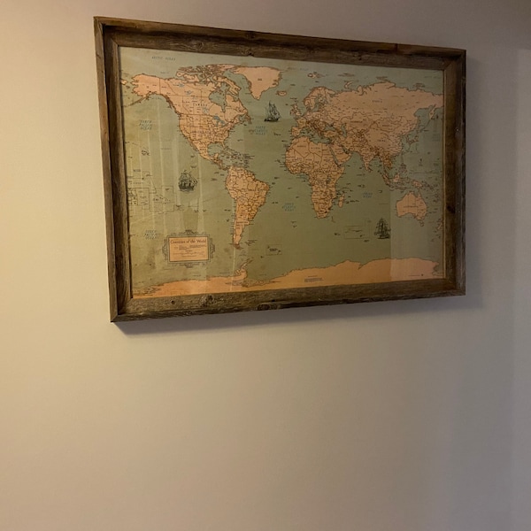 World Map - Rustic Style | Uncustomized | Old Style Wall Map | Map ...