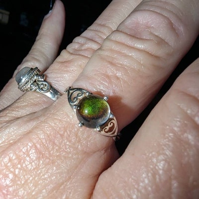 14K Gold Mood Ring, Dainty Ring for Women, Feeling Stone Ring, Colorful ...