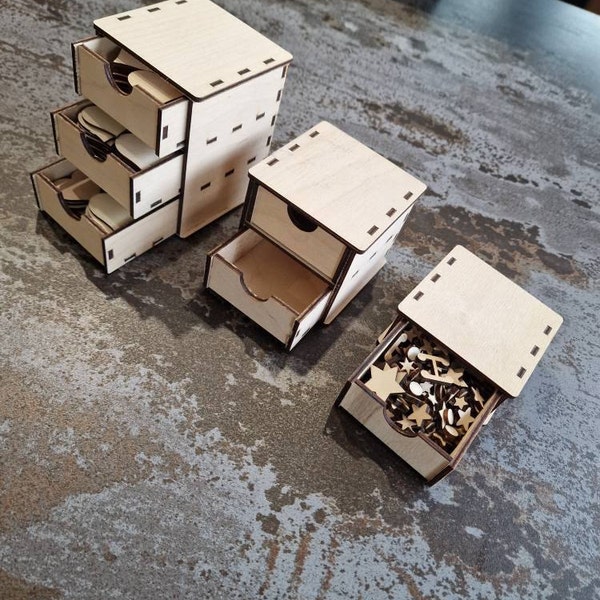 Boxes With Drawers - Laser Cut Files - SVG CDR Vector Plans - Diy Box ...