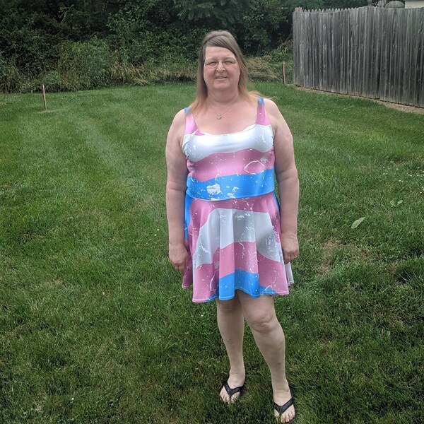 Distressed Transgender Pride Flag Skater Dress Trans is Beautiful ...