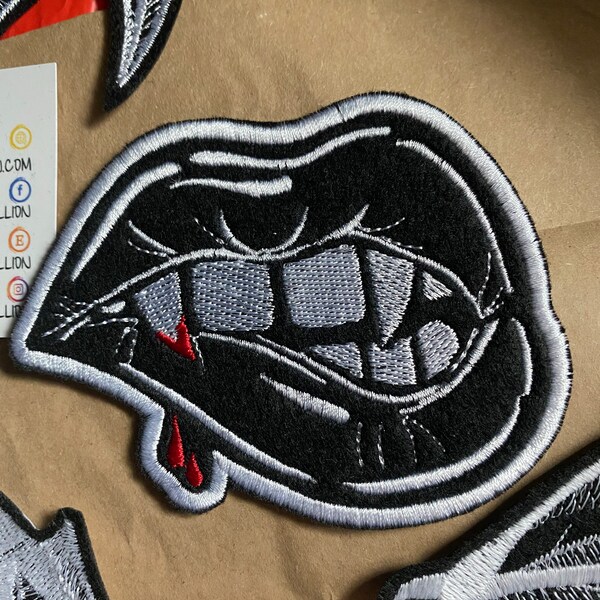 Fangs Iron on Patch, READY TO SHIP, Embroidered Patch, Patches for ...