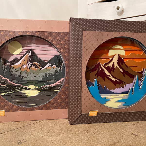 Mountain Lake Sunset Shadow Box SVG Bundle: DIY Papercraft Decor - Etsy