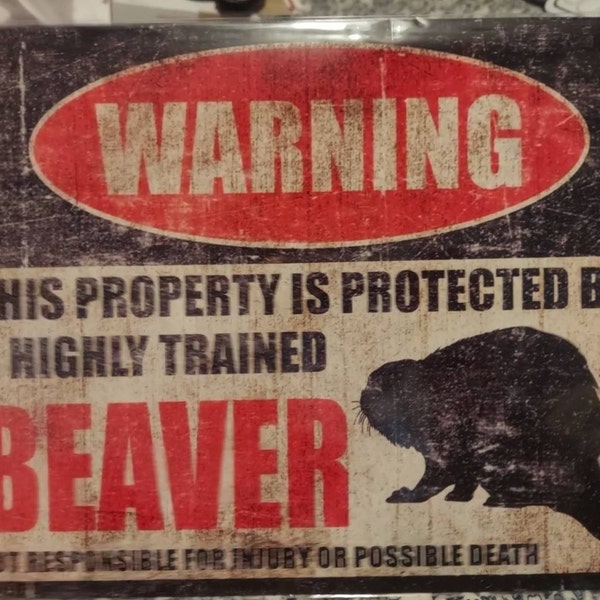 Funny Beaver Warning Sign, Beaver Decor, Animal Signs, Wildlife, Beaver ...