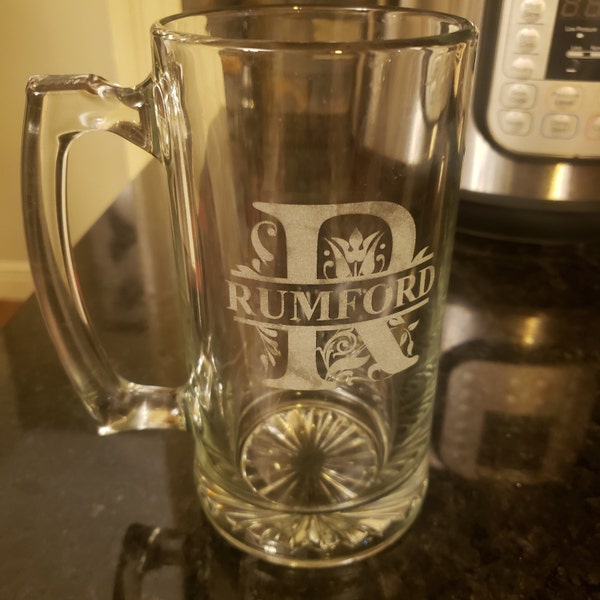 Engraved Beer Mug, Regal Split Letter, Monogrammed Beer Steins ...