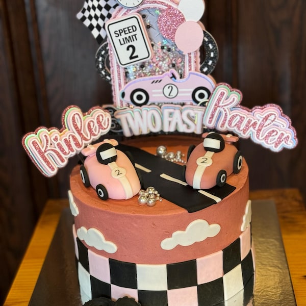 Girly Race Car Cake Topper: Pink Racing Birthday Decor - Etsy