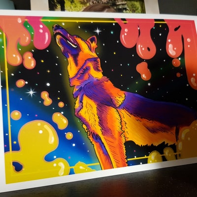 Cosmic UFO Cats Alien A4/A5 Matte Art Print Space Painting Cat Lover ...