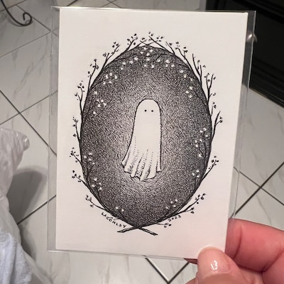 4x6 Spooky Art Print Pen and Ink Drawing of Ghost Friends - Etsy