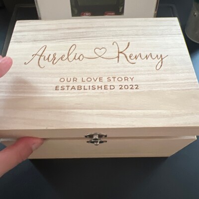Engraved Heart Couple Keepsake Box, Personalised Wooden Wedding Memory ...