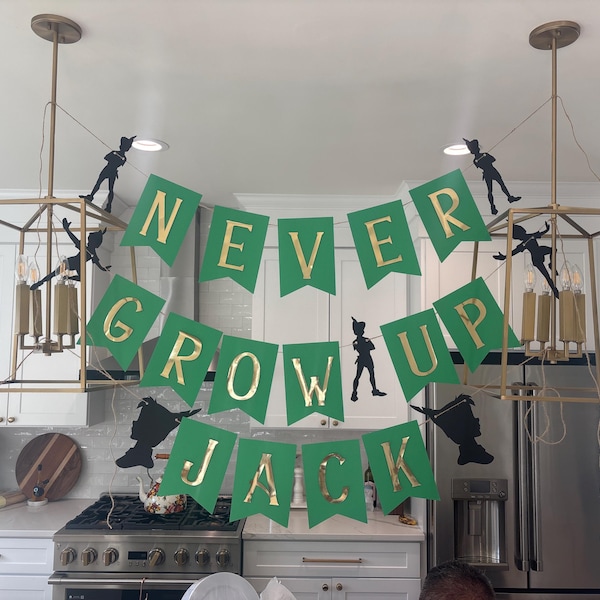 Never Grow up Peter Pan Banner | Neverland Birthday Banner | Lost Boys ...
