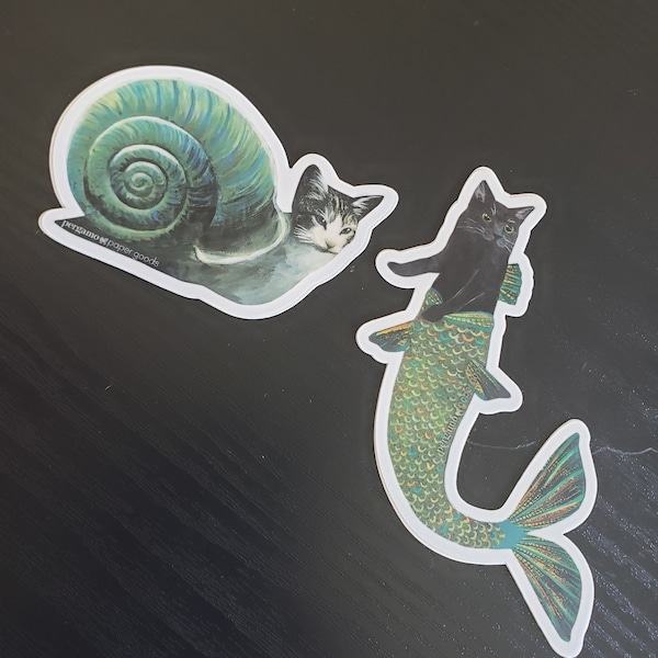 Weird Cat Sticker, Cool Vinyl Stickers Laptop, Snail Sticker Pack ...