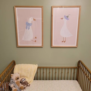 Silly Goose Wall Art, Cute Goose Poster, Dark Green Boy Nursery Decor ...