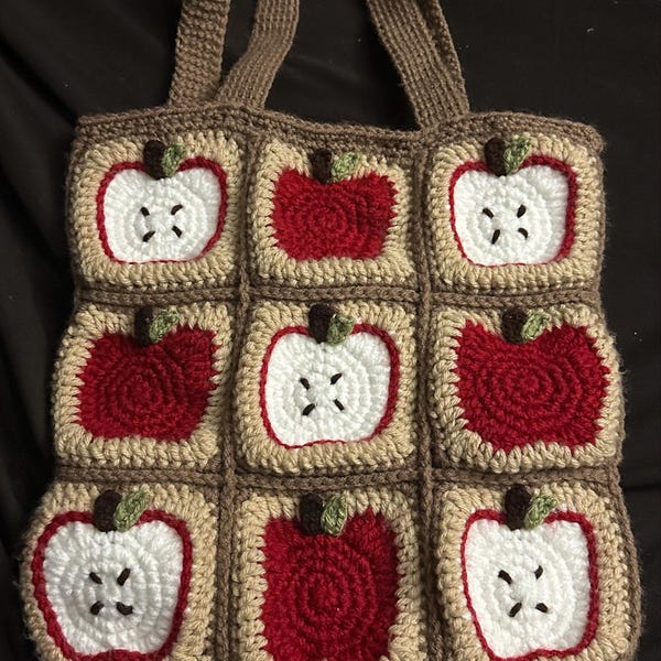 Apple Tote Bag | Granny Square Bag | Crochet Apple Keychain | Bag ...