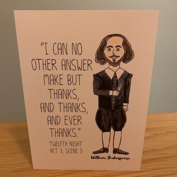 Hand-drawn William Shakespeare Card: Watercolor Illustration - Etsy