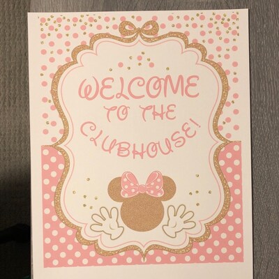 Minnie Mouse Sign, Pink and Gold Minnie Mouse Sign 8x10, We've Got Ears ...