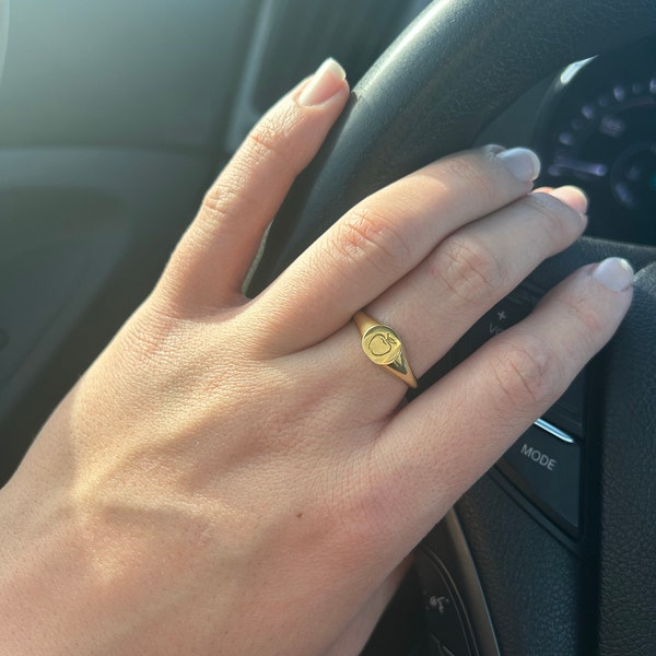 14K Gold Filled Personalized Signet Ring, Monogram Initial Ring - Etsy