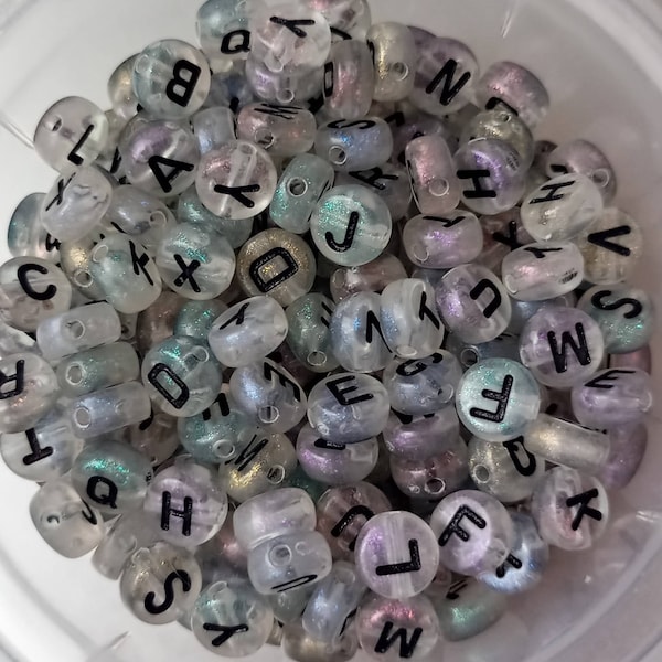 100pcs Colorful Letter Beads, Bright ABC Name Initial Letter Beads Kit ...