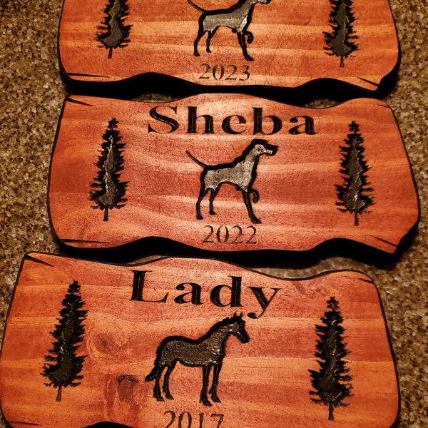 Outdoor Carved Sign - Custom Wooden Carved Cabin Sign - Pine Trees ...