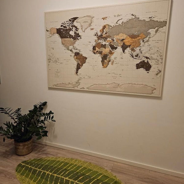 Push Pin World Map to Mark Places You've Been, Travel Tracker Canvas ...