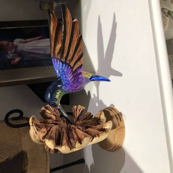 Colorful Hummingbird Statue, Blue, Painted Sculpture, Colorful Art ...