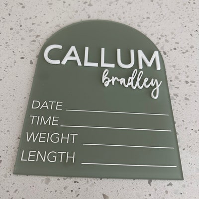 3D Acrylic Newborn Baby Birth Announcement Personalized Newborn Stat ...