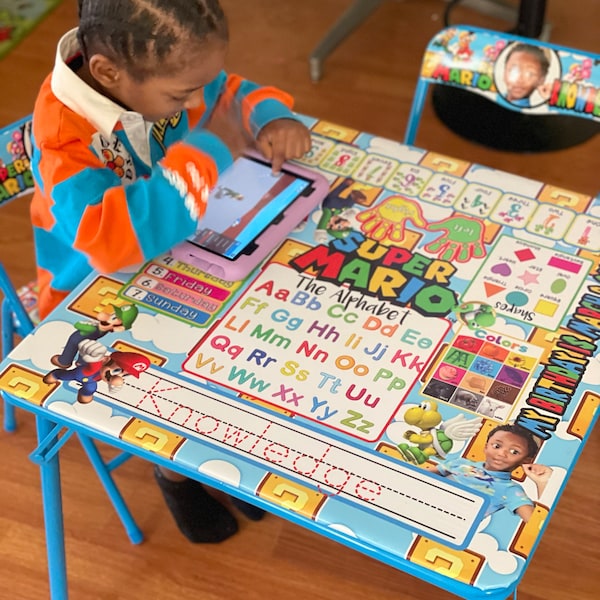 Custom Learning Table and Chair Set: Personalized Kids Activity Table ...