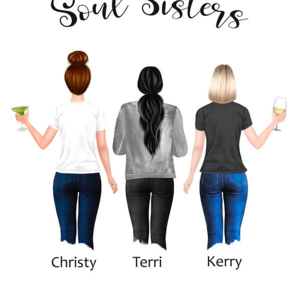 Friendship Print Best Friend Gift for Her Five Friends Gift for Best ...