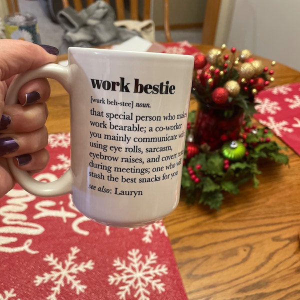 Custom Work Bestie Mug, Coworker Mug, Gift for Coworker, Coworker ...