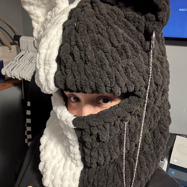 Cat Ears Crochet Balaclava, Knit Ears Balaclava, Ski Mask With Ears ...