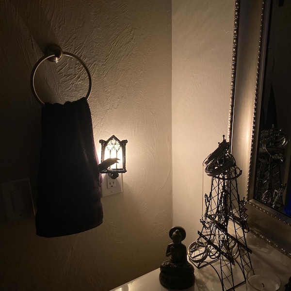 Raven and Window Nightlight, Hand Painted Resin Sculpture | Medieval ...