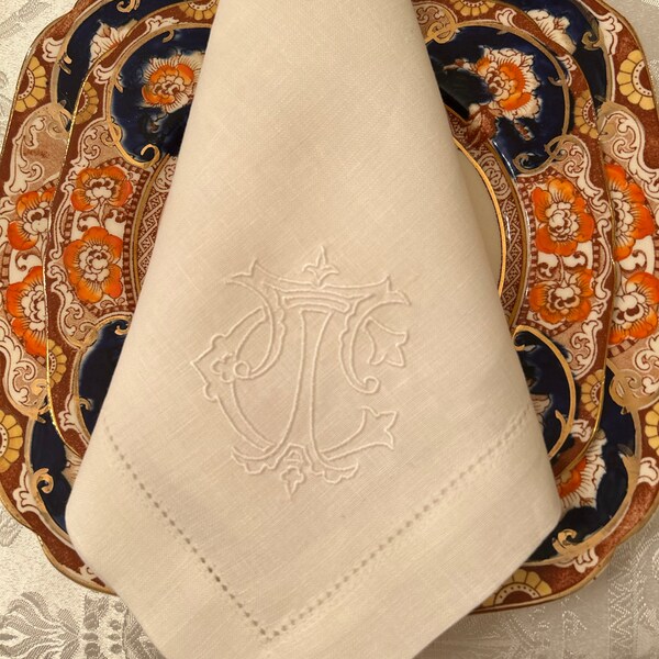 Double Lettered Monogrammed Linen Napkins, Monogrammed Linen Napkins ...