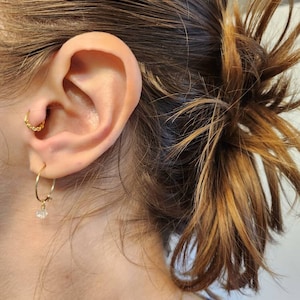 Dainty Tragus Earring, Gold Minimalist Hoop Earring, Delicate Tragus ...