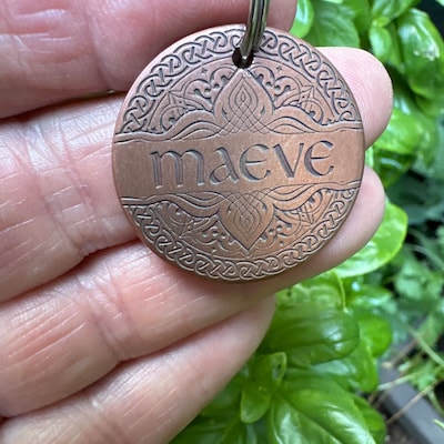 Personalized Pet Tag Elven Scrollwork With Celtic Border Custom Dog Cat ...