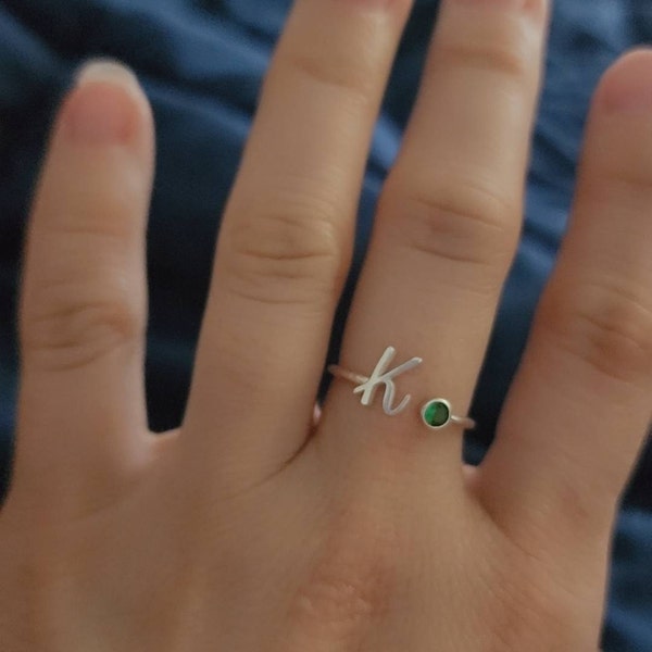 Personalized Initial Birthstone Ring • Custom Gold Initial Ring ...