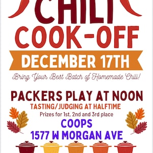 Editable Chili Cook off Sign up Sheet Printable for Community Chili ...