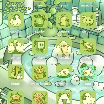 Cute Frog Desktop Wallpaper Pack Mushroom Cottage Core Folder Icons for ...