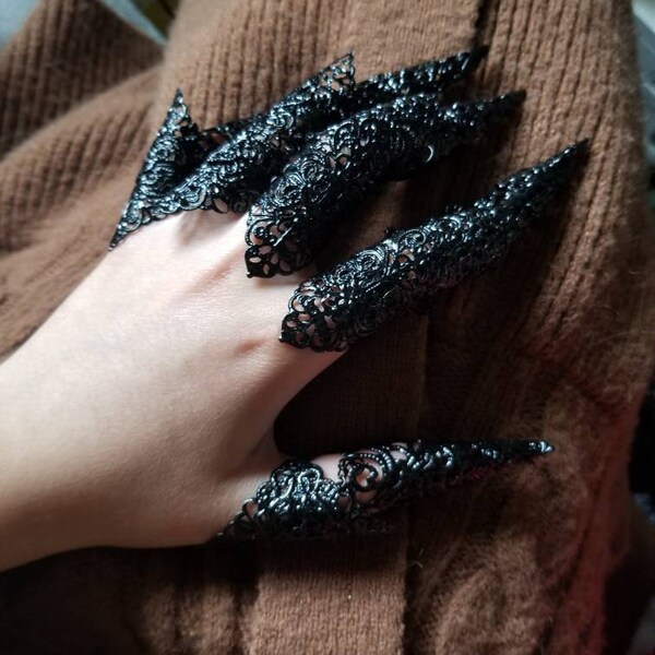 BLACK Full Finger Armor With Long Claws "syndra" Goth Gift, Horror ...