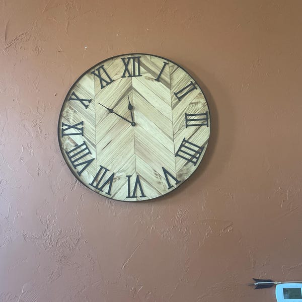 30 Oversized Rustic Large Wooden Wall Clock, Farmhouse Kitchen or ...