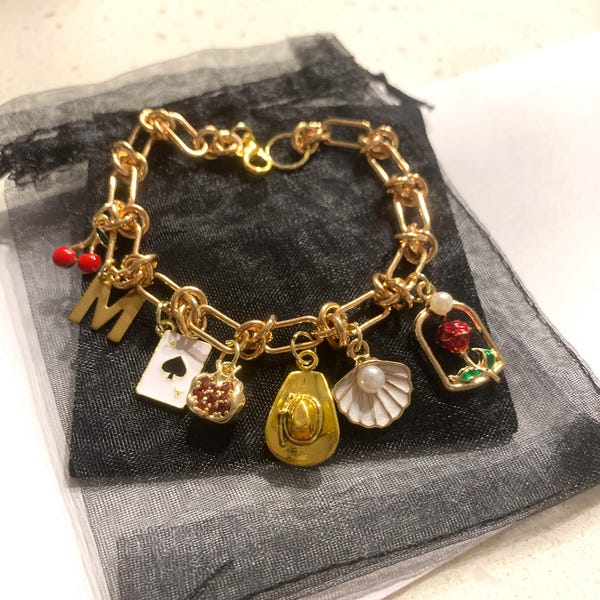Custom Charm Necklace Pick Your Own Charms and Chain Gold Silver Choose ...