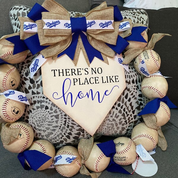 LA Dodgers Inspired Baseball Wreath Baseball Decor Made With REAL ...