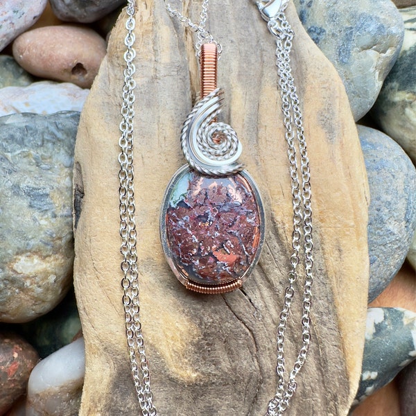 Native Copper Cab | Indonesia Native Copper Agate in Chalcedony ...