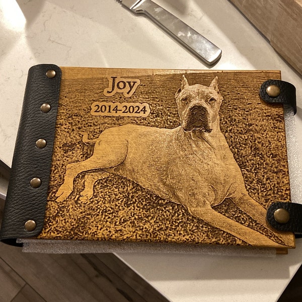 Wooden Photo Album, Dog Memory Photo Album for Precious Memories, Pet ...