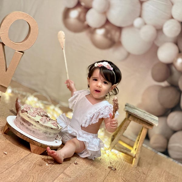Cake Smash Outfit Girl, Cake Smash Romper, Baby Girl Boho Romper, First ...