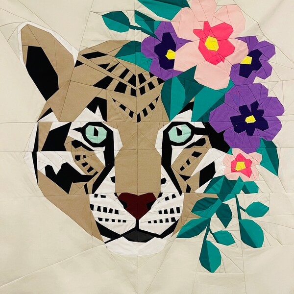 Floral Big Cats - Clouded Leopard Foundation Paper Piecing Pattern - Etsy