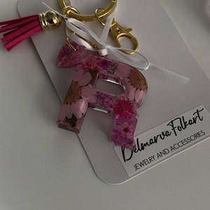 Custom Purple Flower Resin Keychain, Personalized Pressed Dried Floral ...