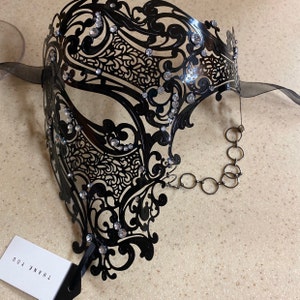 Black Phantom of the Opera Mask, Phantom Half Face Skull Mask, Black ...