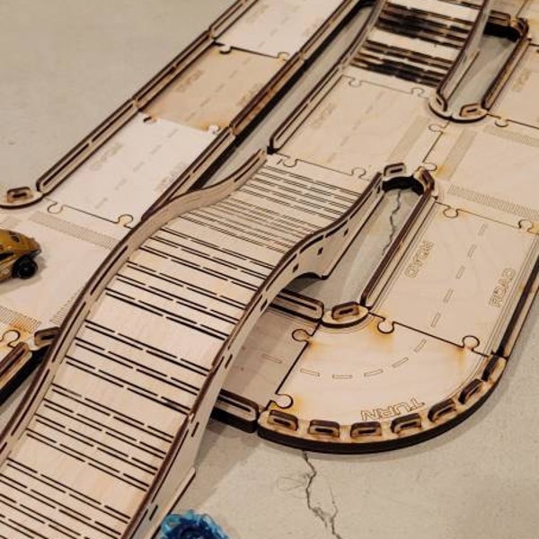 Wooden Auto Track System Vector File for Laser Cutting – 3mm and 4mm ...