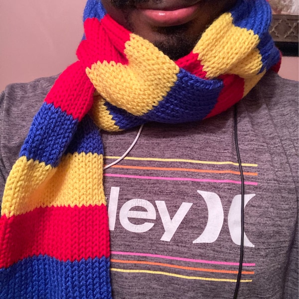 Deku All-might Style Scarf Acrylic Handmade Knit Mha Fans Version 1 - Etsy