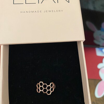 925K Silver Honeycomb Ring, Minimal Bee Comb Ring, Hexagon Shape Band ...