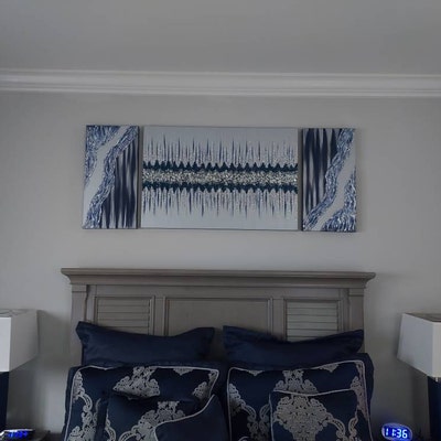 Original Navy Blue and Silver navy Night Abstract Glitter Art - Etsy