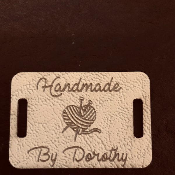 Personalised Set of 50 Cream 28x18mm Faux Leather Labels Rectangle ...